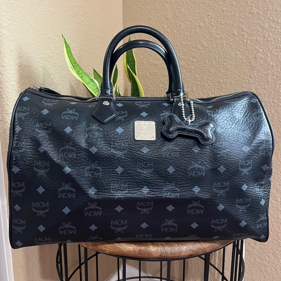 MCM | Bags | Mcm Large Black Visetos Handbag | Poshmark